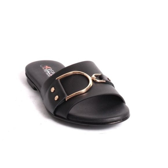 PHIL GATIÈR by REPO | Shoes | Italian Black Gold Leather Slides Flats ...